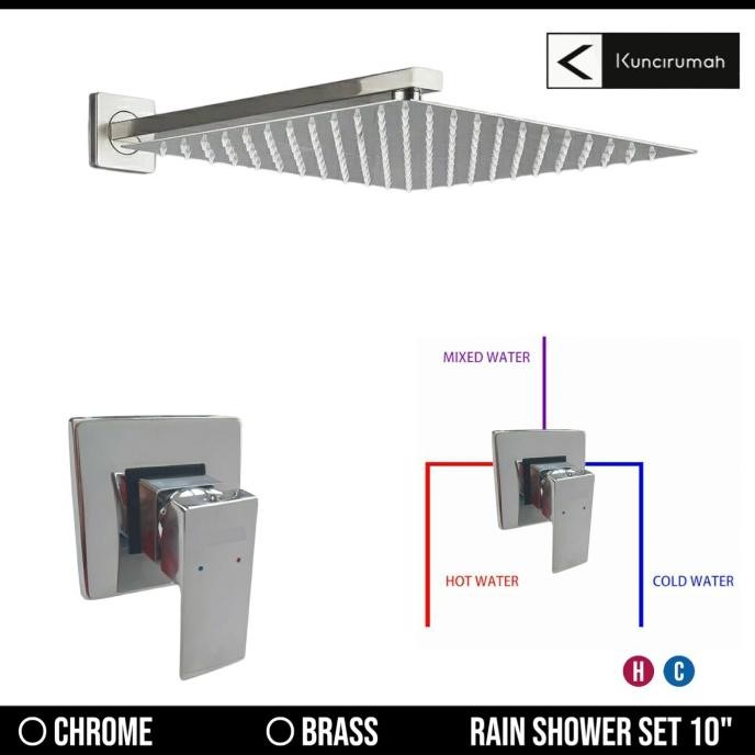 Jual ASLI WALL SHOWER SET 10 INCI KRAN TANAM PANAS DINGIN / KERAN ...