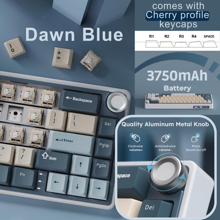 Jual terbaru !!! royal kludge rk r65 wireless qmk/via 3-mode knob 65% ...