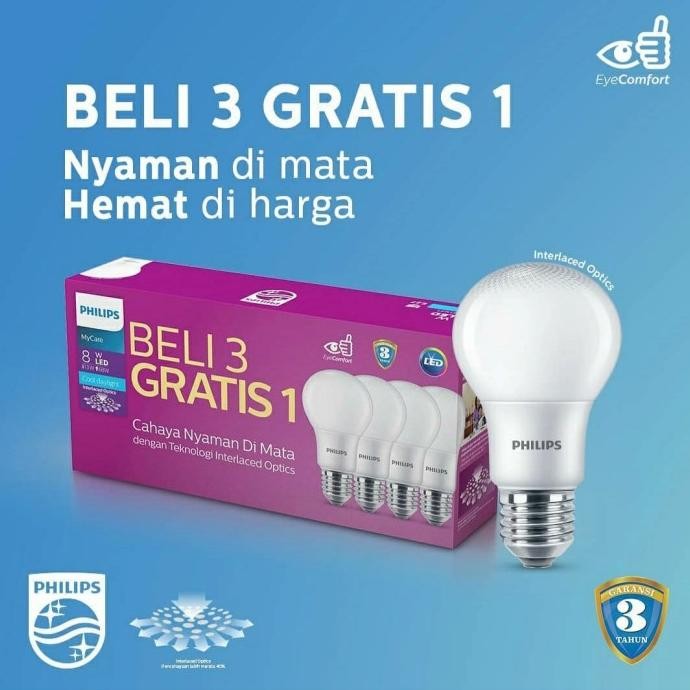 Jual Lampu Led Philips Mycare Putih 6 8 10 12 W Watt Multipack Isi 4 Top Quality | Shopee Indonesia