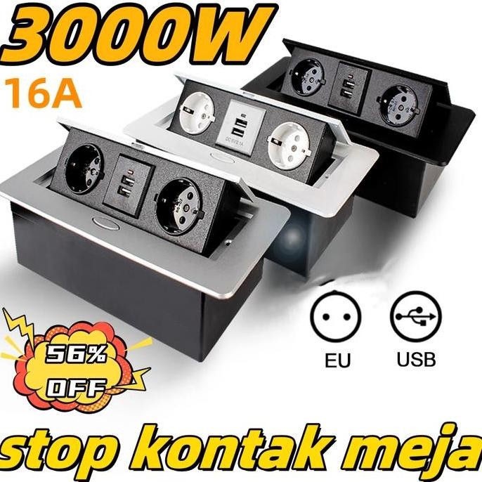 Jual Tersedia STOP KONTAK MEJA POP UP SOCKET 3 LUBANG HITAM Stop Kontak Meja 3 Eu Flip Up ...
