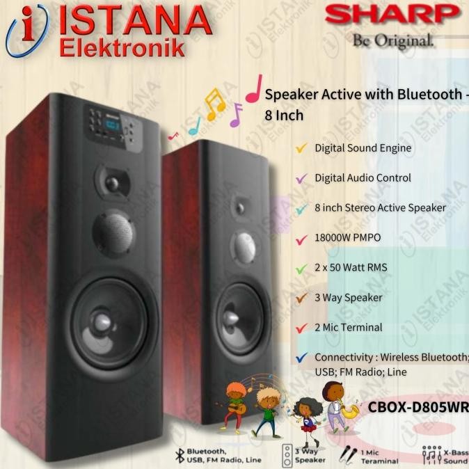 Jual Sharp Speaker Active With Bluetooth 8 Inch Cbox-D805Wr New Stok ...