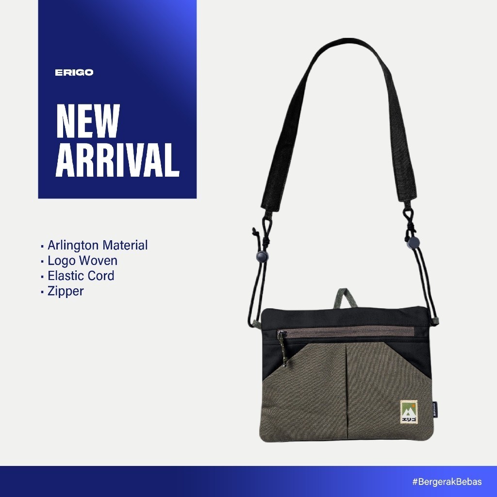 Jual Erigo Sacoche Bag Akashi Black Army Unisex | Shopee Indonesia