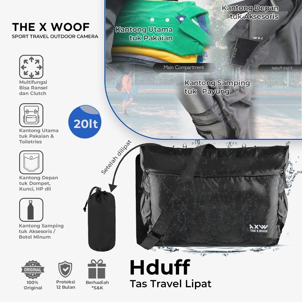 Jual CUCI GUDANG The X Woof Hduff Tas Lipat Travel UltraLight Ringan ...