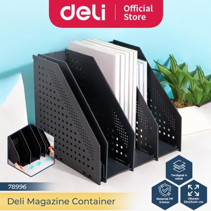 Jual Deli File Tray / Rak Box File Fleksibel Bahan Plastik 4 Sekat ...