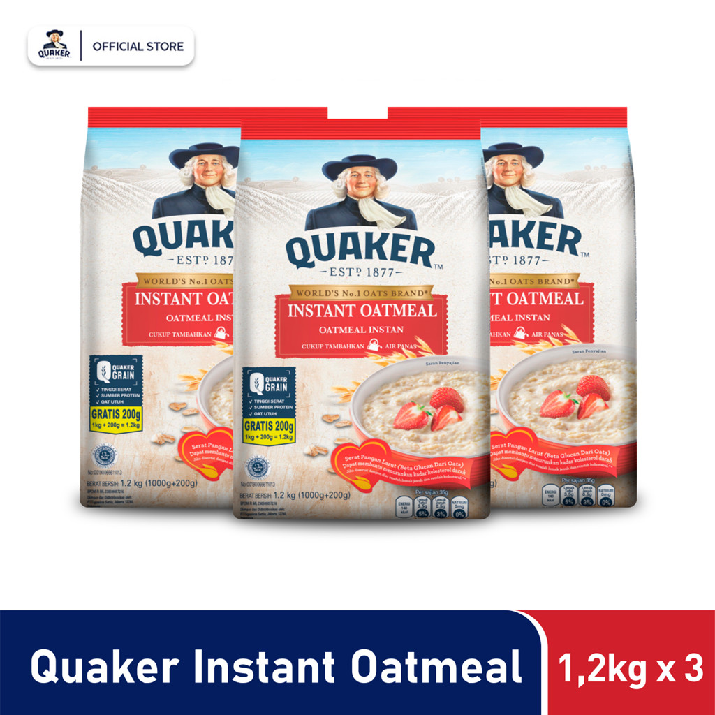 Jual Quaker Instant Oats/Oatmeal - 1200g Triple Pack | Shopee Indonesia