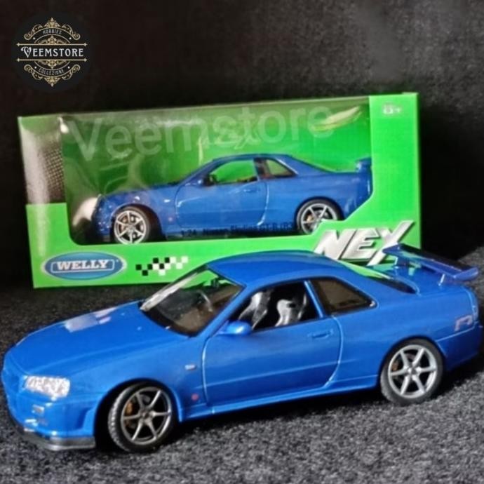 Jual Die Cast 1:24 Nissan Skyline GT-R R34 [Welly] Open Doors and Hood ...