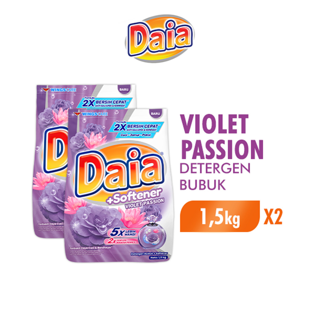 Jual Daia Detergen Bubuk + Softener Violet Passion 1,5 kg x2 | Shopee Indonesia