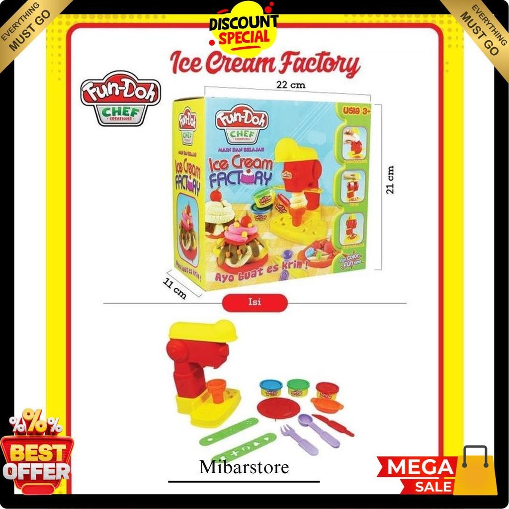 Jual Double Great Mainan Lilin Plastisin Fundoh Ice Cream Factory Es ...