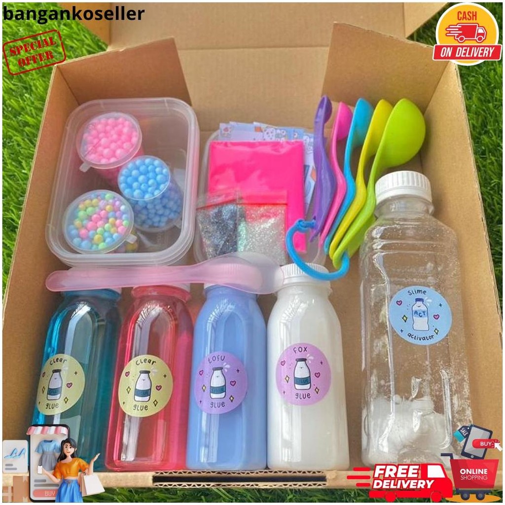 Jual Slime Kit Lengkap Jumbo By Newbeautifulslime Tofu Slime Original Slime Clear Slime Diy ...