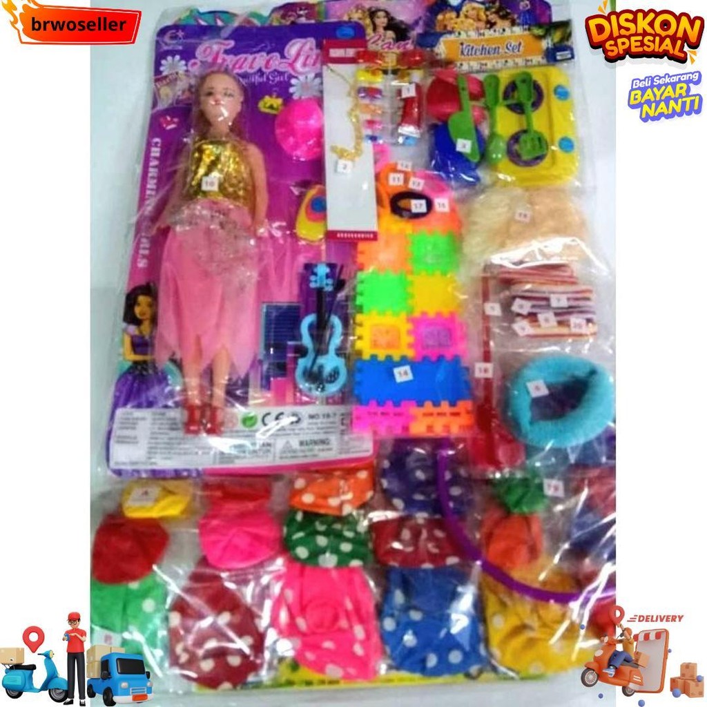 Jual Gesekan Tarik Hadiah Kolas Mainan Anak Murah Army Barbie Kitchen ...