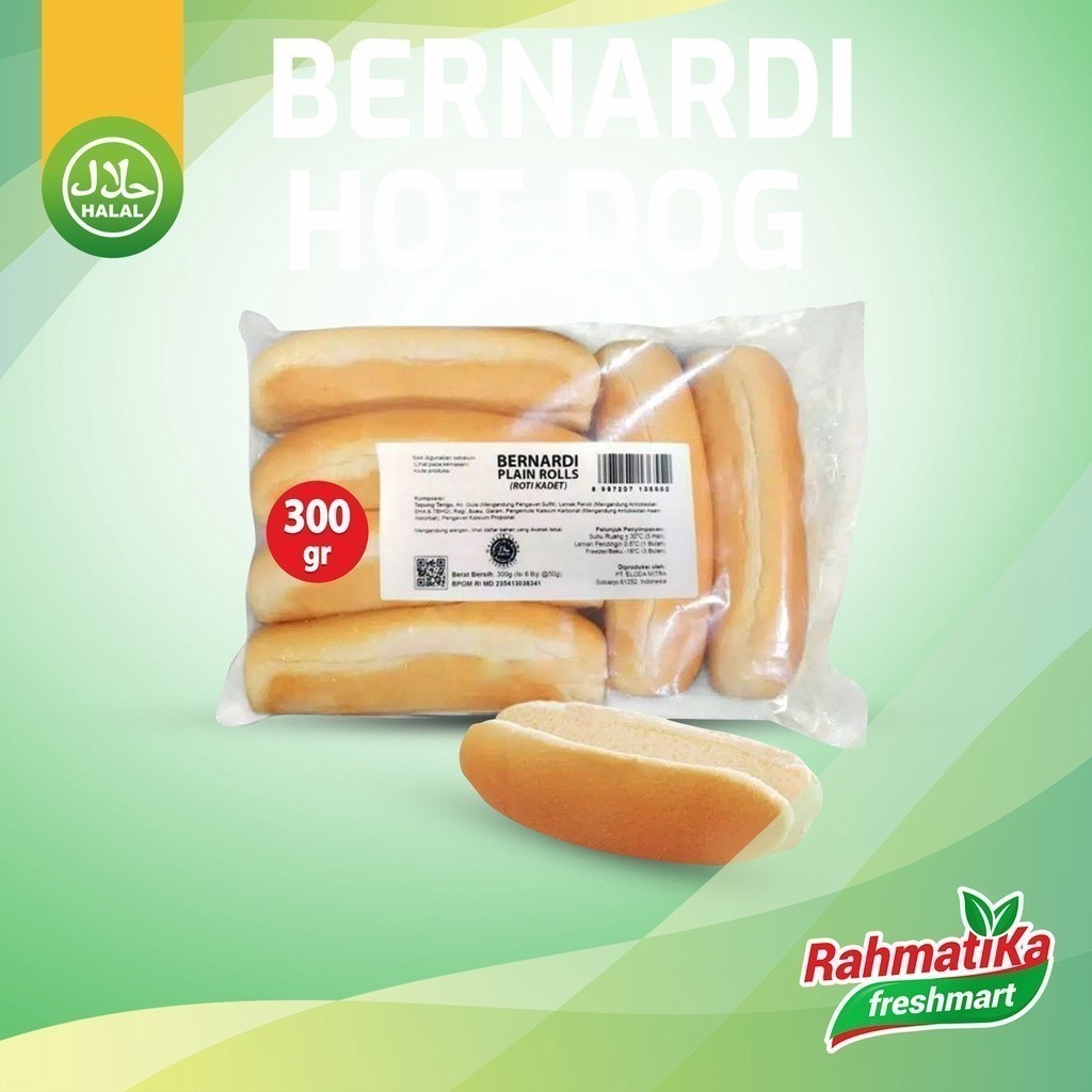 Jual Roti HotDog Bernardi Plain Rolls Isi 6 Pcs 300 gram | Shopee Indonesia