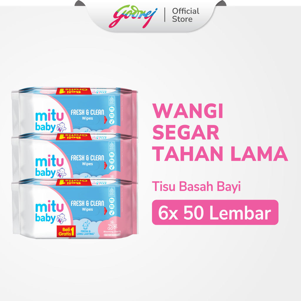 Jual Mitu Baby Tisu Basah Fresh & Clean Blooming Cherry 50s Buy 1 Get 1 ...