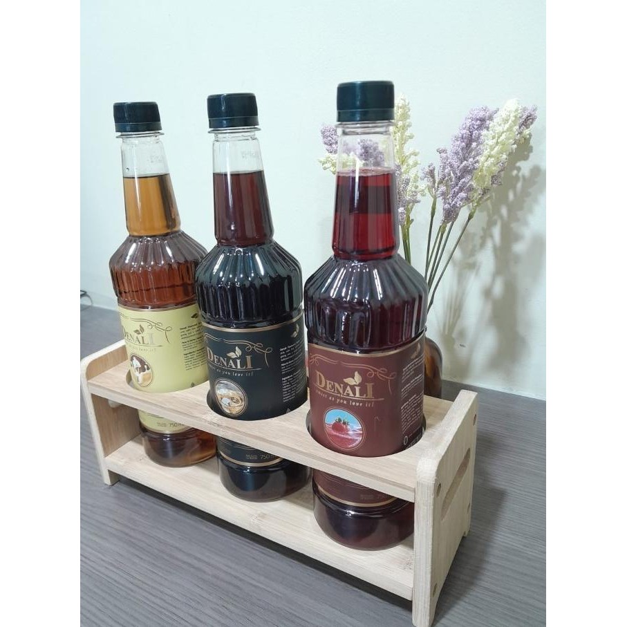 Jual rak botol kayu tempat syrup saos kecap big size wooden rack wine ...