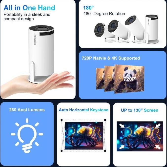 Jual New 2024 Hy300 Smart Proyektor Mini Portable Hp1080P*720P Home ...