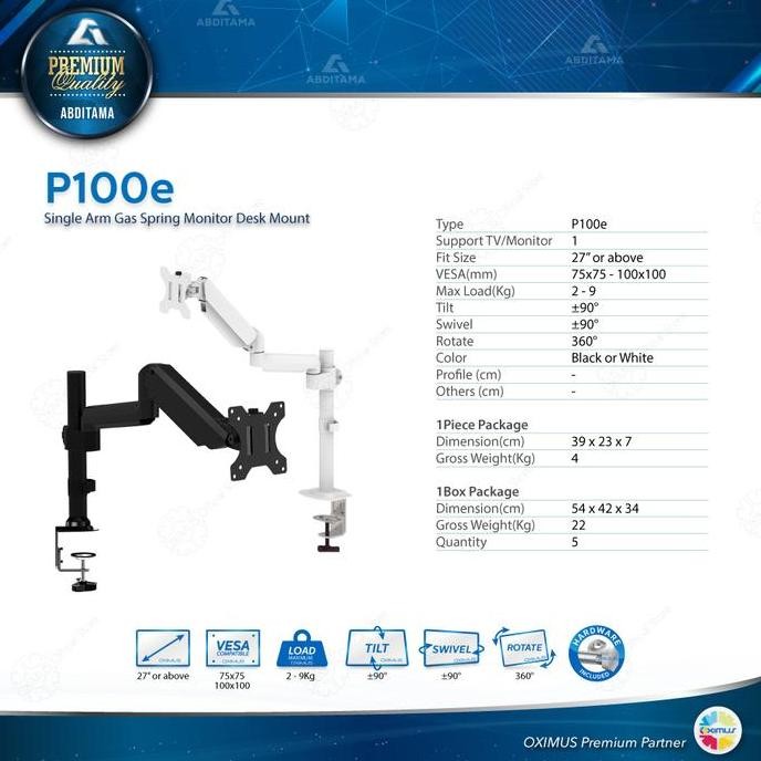 Jual Bracket Monitor Deskmount Gas Spring Oximus P100E Tilt Swivel ...