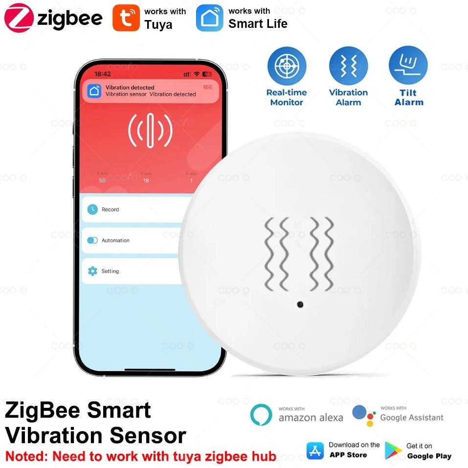 Jual Tuya Zigbee Smart Vibration Sensor Detection Tilt Xyz Axis Sensor Smartlife App ...