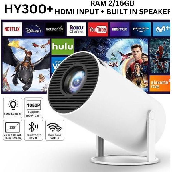 Jual Smart Projector Portable 5500 Lumens Android 11 Proyektor HY300 ...