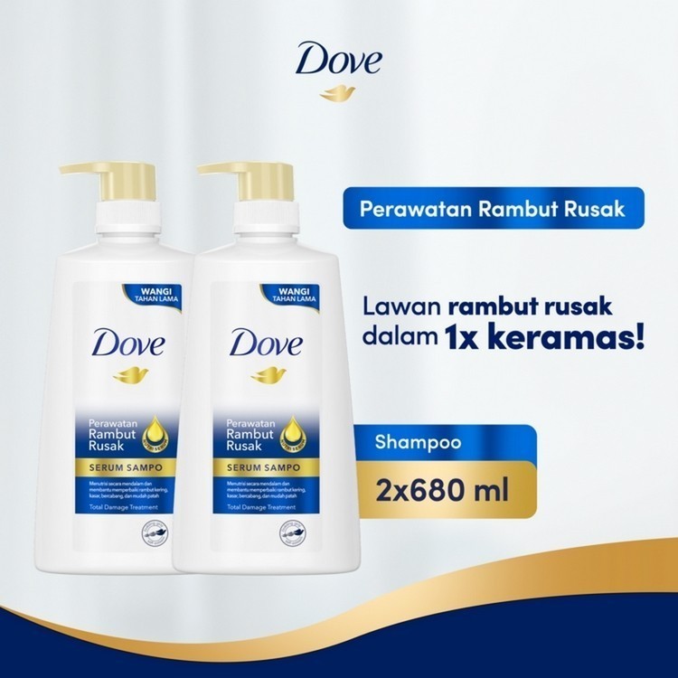 Jual Dove Shampoo Perawatan Rambut Rusak 680 mL x2 | Shopee Indonesia