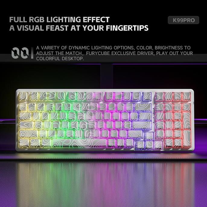 Jual FURYCUBE K99 PRO Contour Mechanical Keyboard Wireless Keyboard ...