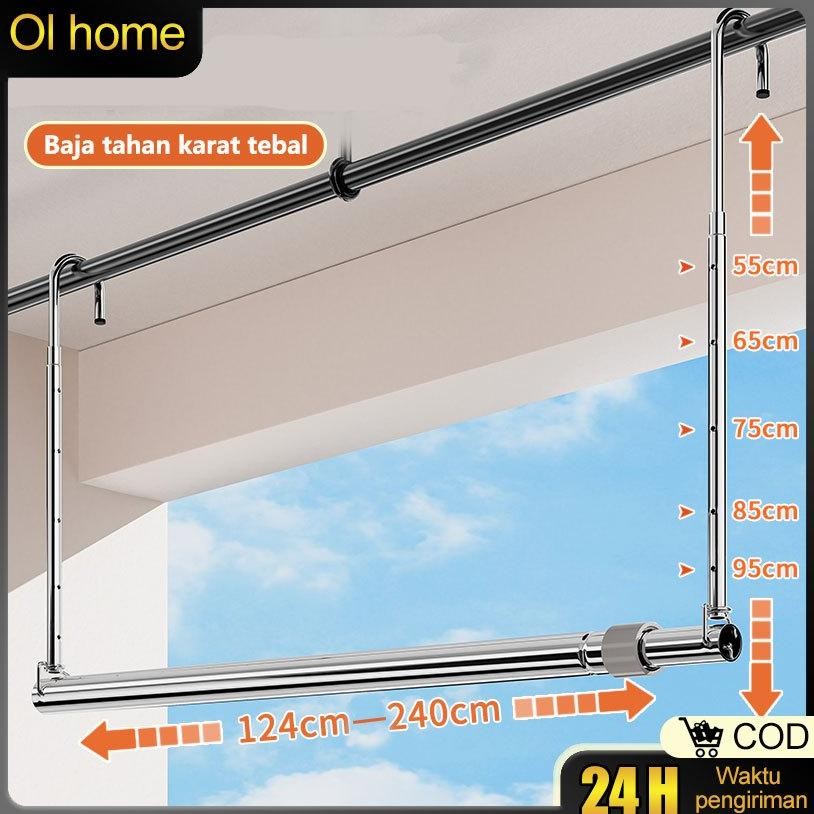 Jual Olhome Jemuran Portable Lipat Dinding Stainless Steel Balkon ...