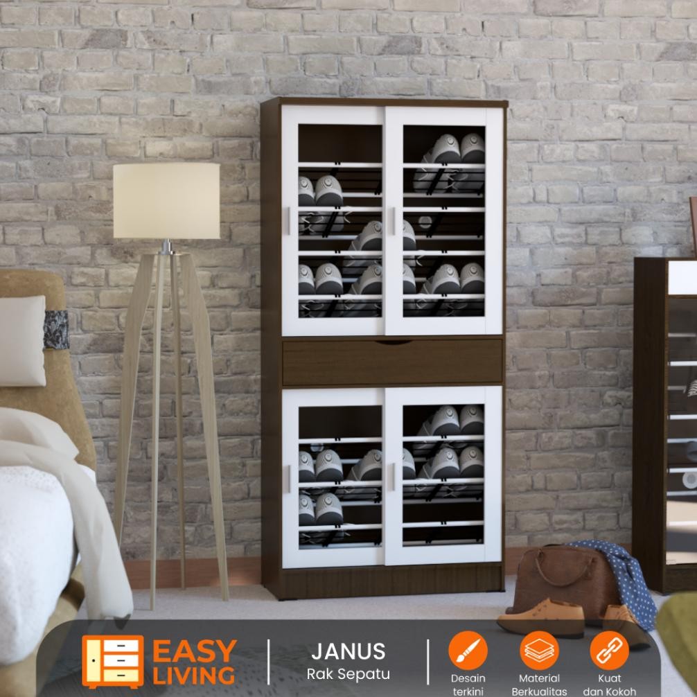 Jual Rak sepatu susun kaca sliding minimalis aesthetic series janus ...