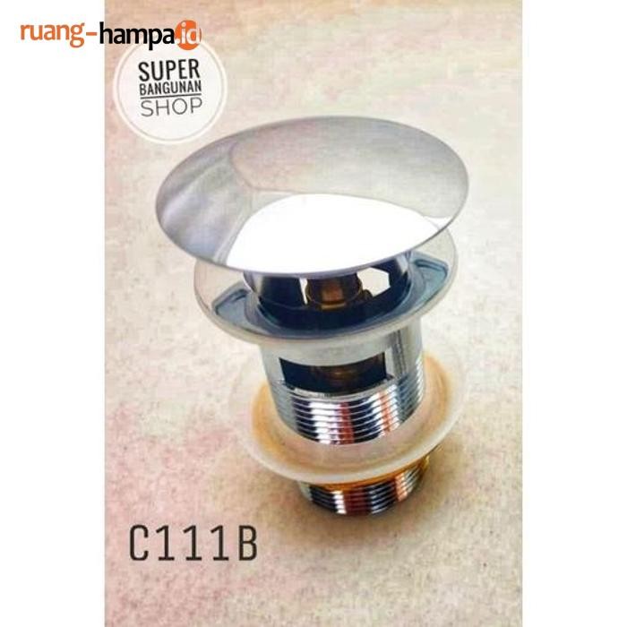 Jual Baru Afur Wastafel Pencet Kuningan C111B W Over Flow / Afur Kepala Sifon / Siphon Wastafel ...