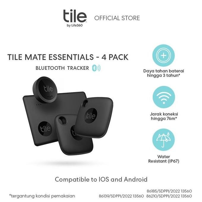 Jual TILE MATE ESSENTIAL - 4 PACK - BLUETOOTH TRACKER / PELACAK PINTAR ...