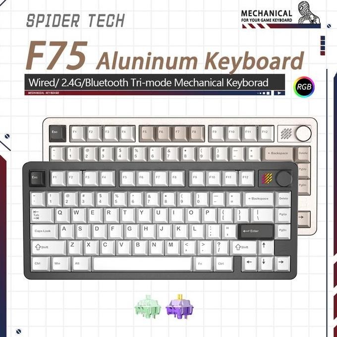 Jual FURYCUBE Upgraded Gasket-mounted F75 Pure CNC Aluminium Alloy Mechanical Keyboard Flex-cut ...
