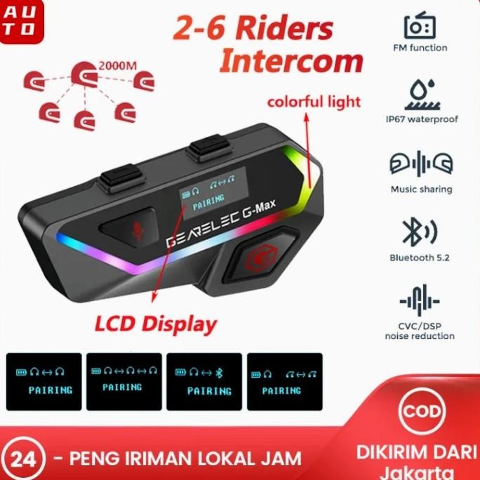 Jual TERMURAH - intercom helm waterproof gearelec gmax with RGB mode | Shopee Indonesia