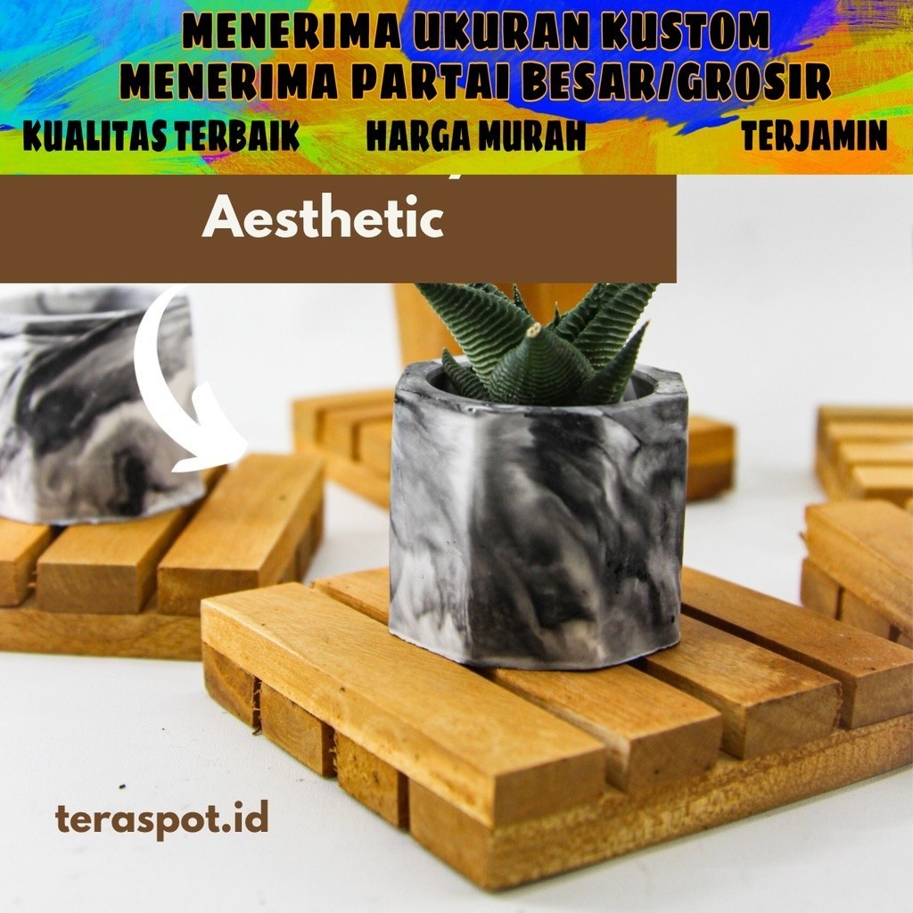 Jual Tatakan / Tray Kayu Aesthetic untuk alas Pot mini / Gelas / barang ...