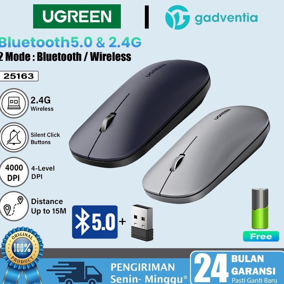 Jual UGREEN Mouse Silent Klik Dual Koneksi Bluetooth + Donggle For ...