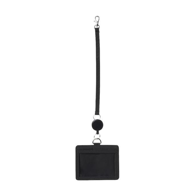 Jual MUJI Stretchy Polyester Card Holder W Reel Black/Name tag ID Card ...