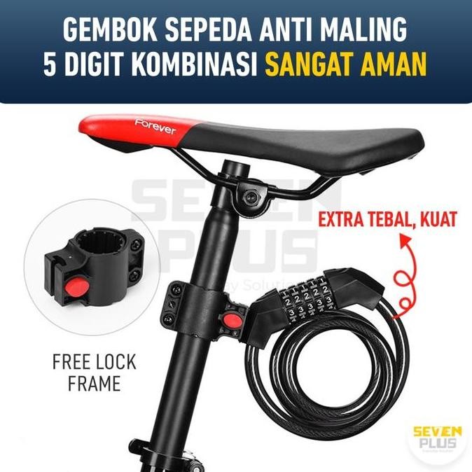 Jual Promo SevenPlus Gembok Sepeda 5 Kode Angka Extra Tebal with ...