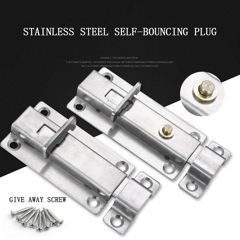 Jual 4 Inch Grendel Pintu Slot Stainless Tombol Otomatis | Grendel ...
