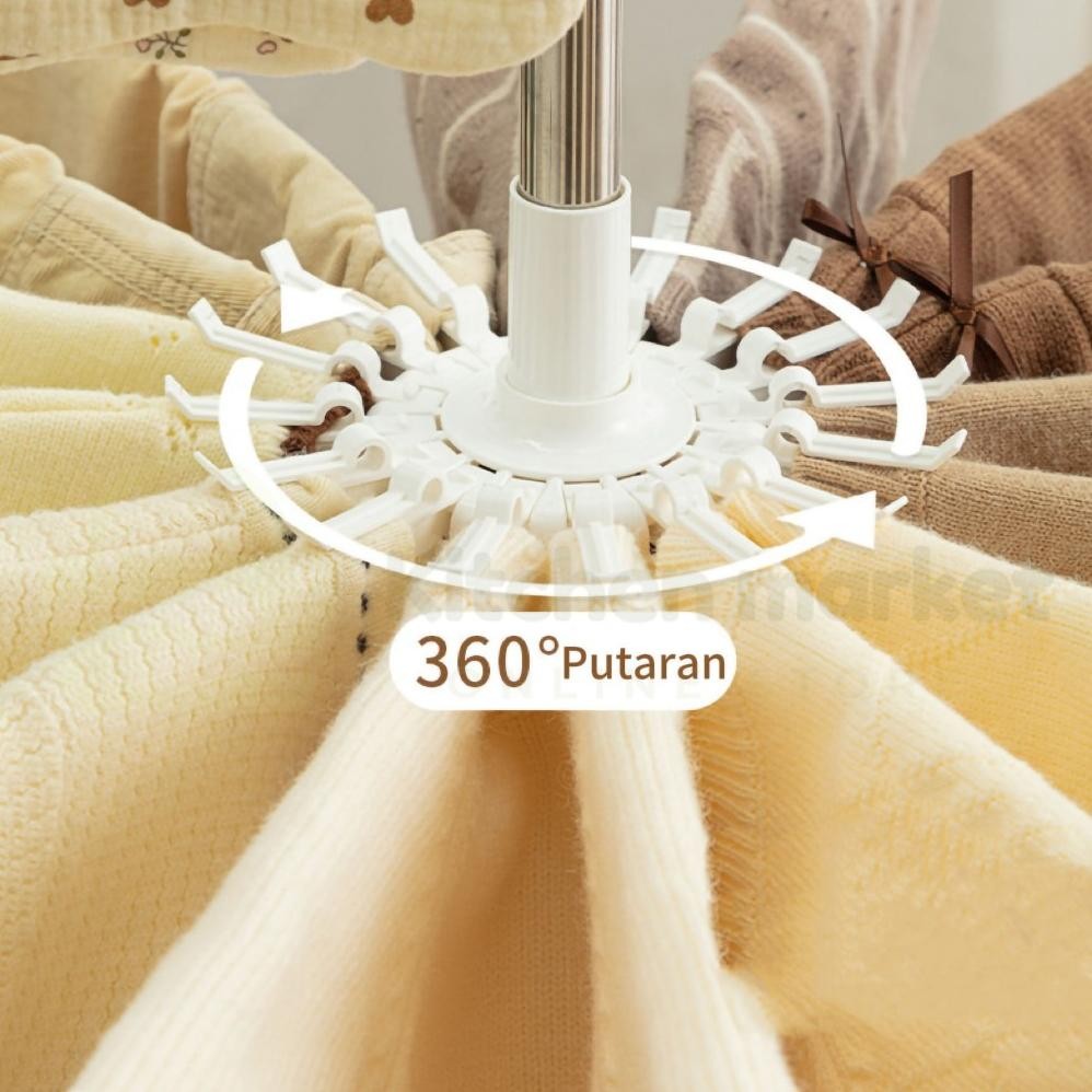 Jual ad-56 fx-4 (KM)Jemuran Menara Stainless Steel 2 Tingkat Jemuran Menara Baju 10 jari jari ...