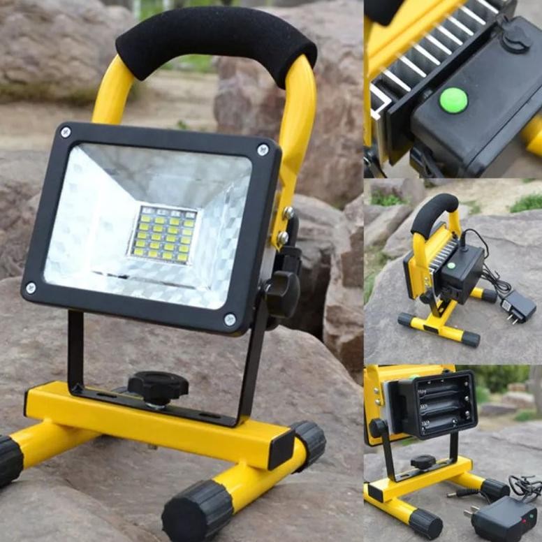 Jual lampu sorot led portable rechargeable bisa dicas flood light lampu ...