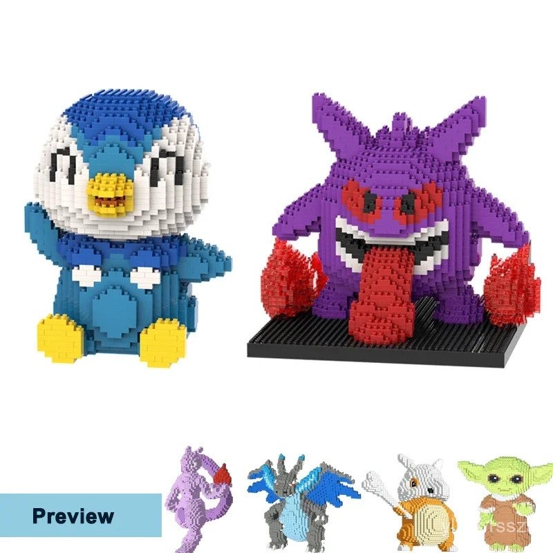 Jual Pokemon Gengar Micro Building Blocks Piplup Mega Charizard DIY ...