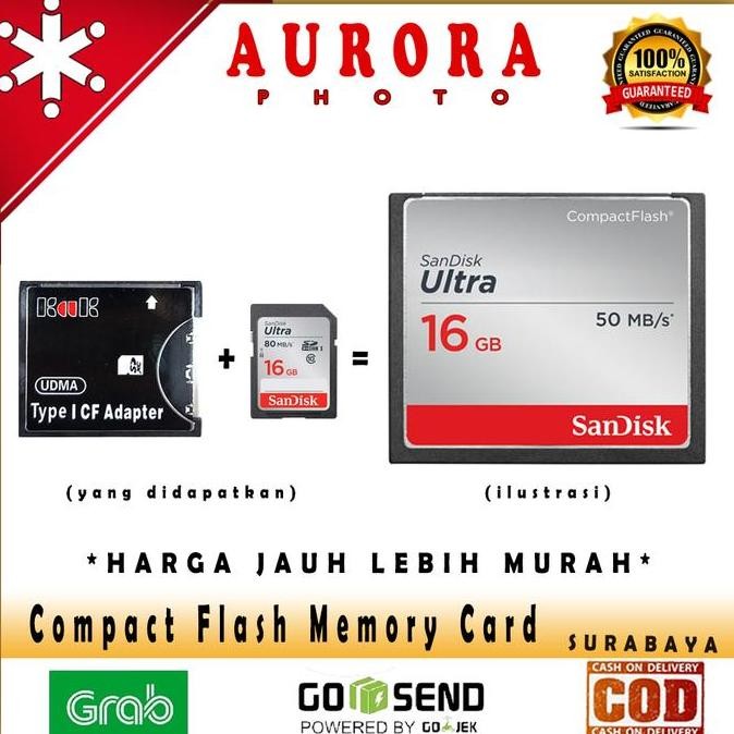 Jual Memory Sandisk Compact Flash CF Ultra 16Gb 32Gb ( Adapter + SD Card) | Shopee Indonesia