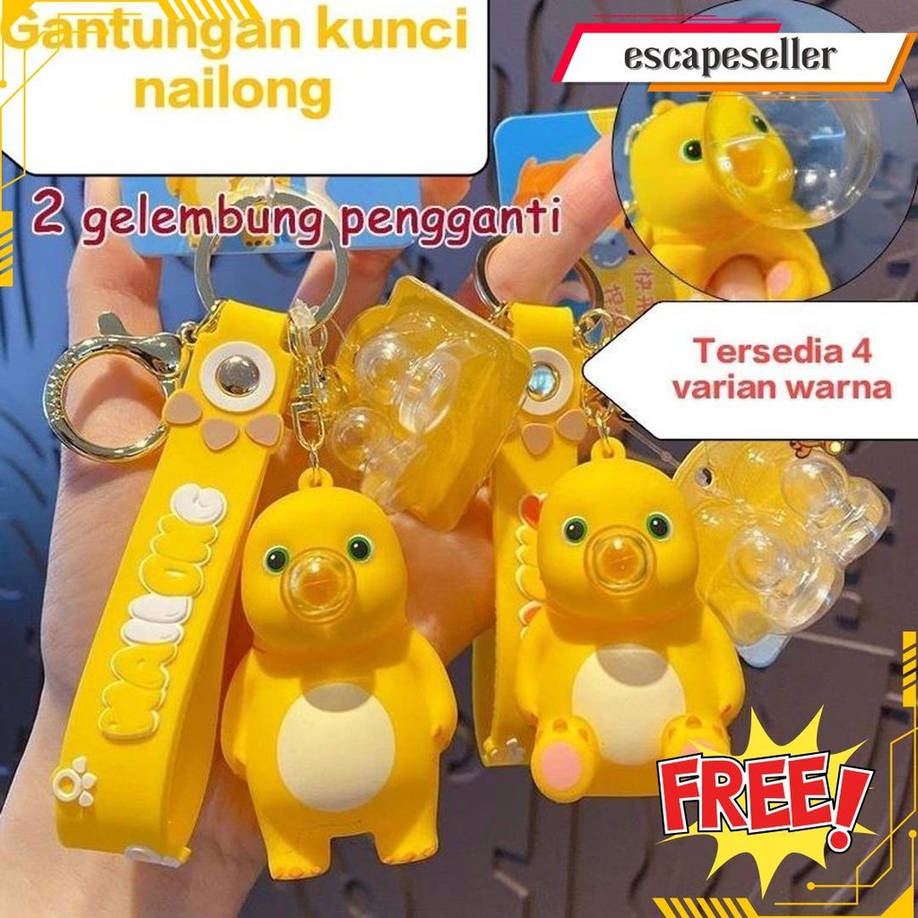 Jual Gantungan Kunci Dino Kuning Bubble Gelembung Nailong Keychain Free ...