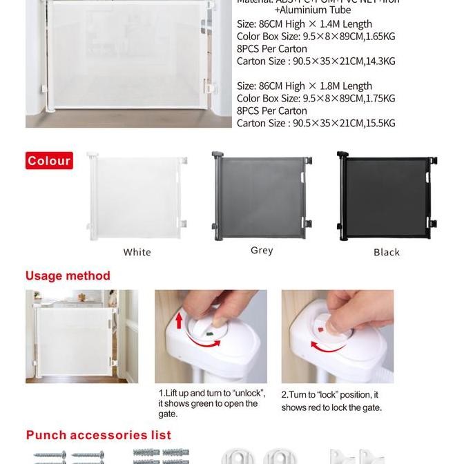 Jual Safety Gate Pagar Pintu Bayi Hitam Putih Abu Penghalang Pintu Bayi ...