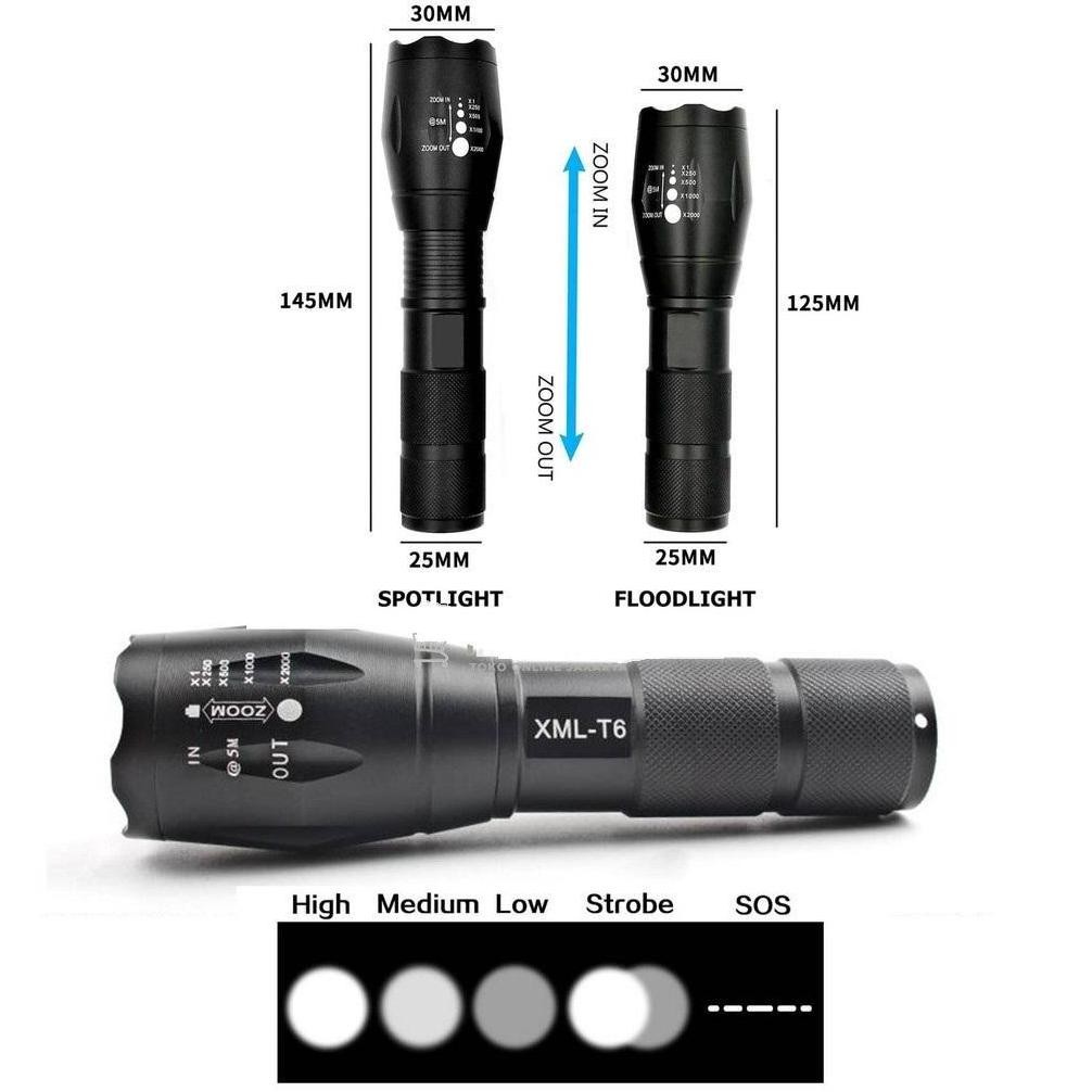 Jual Senter Led Cree Super Terang XML-T6 8000 Lumen Jarak Hingga 500 ...