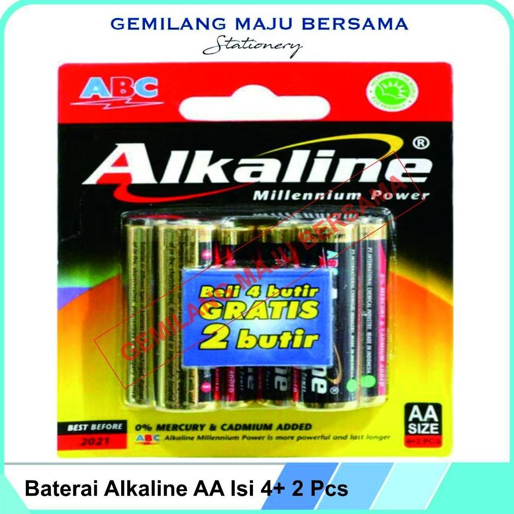 Jual Batu Baterry Baterai Batere ABC Alkaline AA Isi 4 + 2 = 6pc (Harga Per Set) | Shopee Indonesia