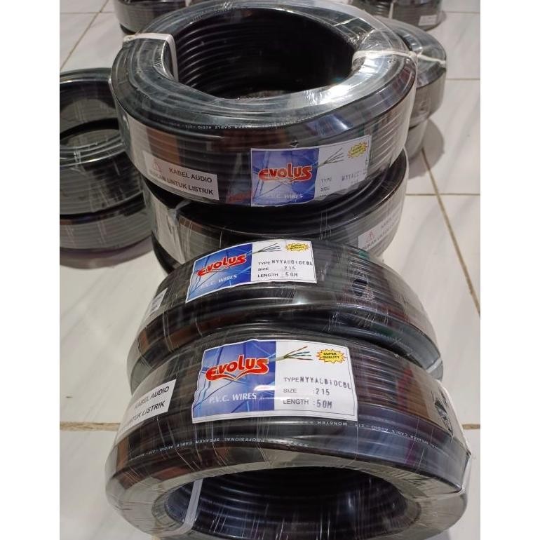 Jual kabel listrik dan audio Evolus 2x1.5 (50meter) hitam isi 2 serabut super teball | Shopee ...