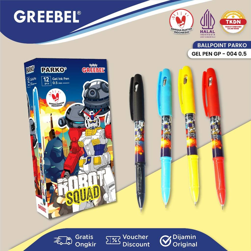 Jual PARKO PULPEN GEL / Gel Pen GP- 004 0.5 Hitam (12PCS/SET) / Ballpen Gel Ballpoint Bolpen ...