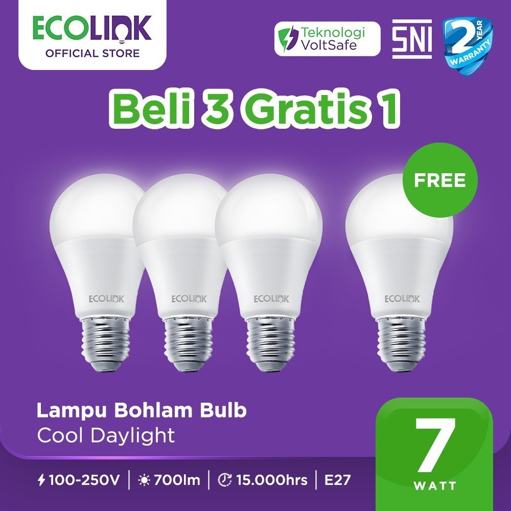 Jual Ecolink Lampu Bohlam Multipack LED Bulb Cool Day Light 7 Watt ...