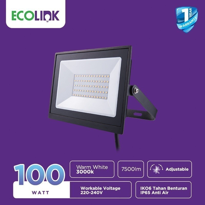 Jual Ecolink Lampu Sorot Tembak Outdoor LED Flood Light 100W Kuning Warm | Shopee Indonesia