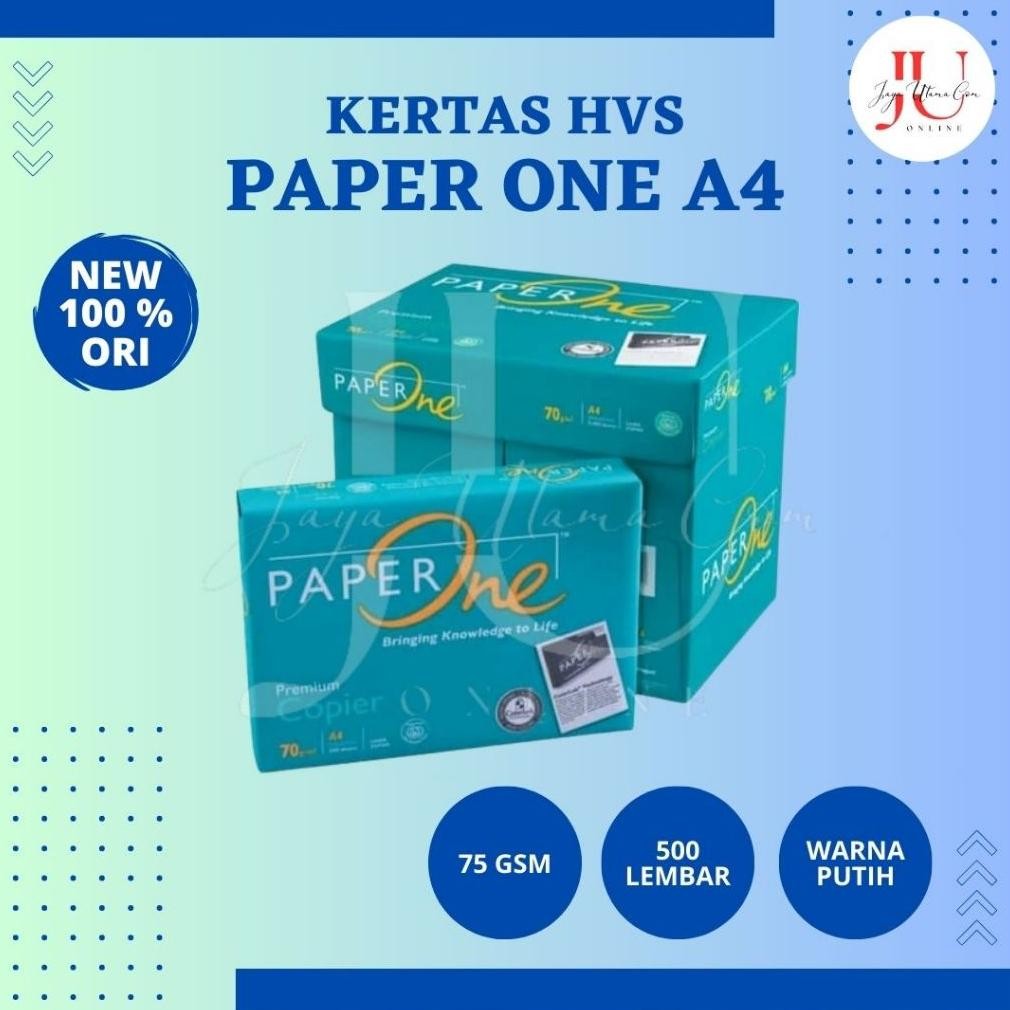 Jual Kertas HVS Paper One A4 75gsm 1 Rim / 100gsm Isi 100 Lembar Kertas Fotokopi Print AST ...