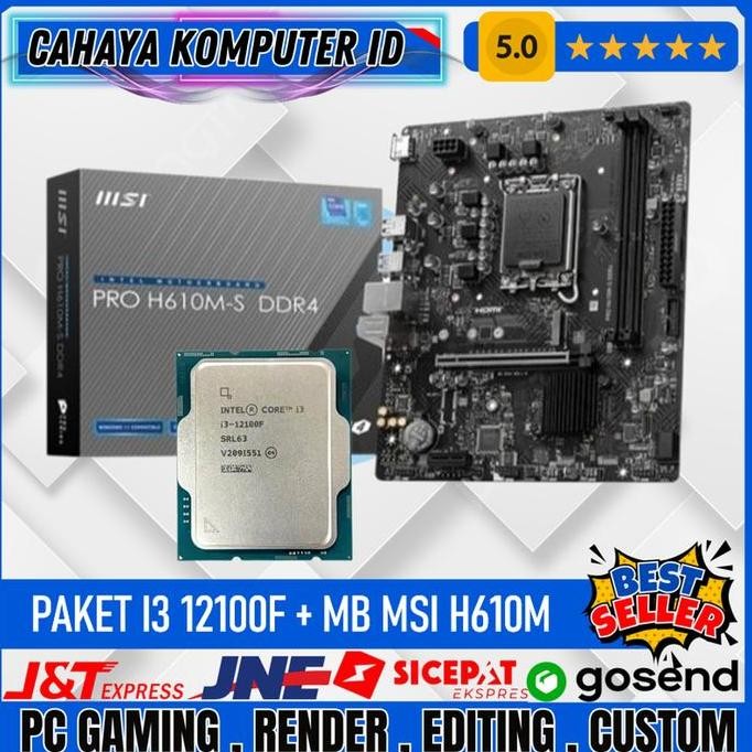 Jual TERMURAH - PAKET Intel Core I3 12100F TRAY (Gen 12) LGA 1700 + Motherboard MSI H610M DDR4 ...