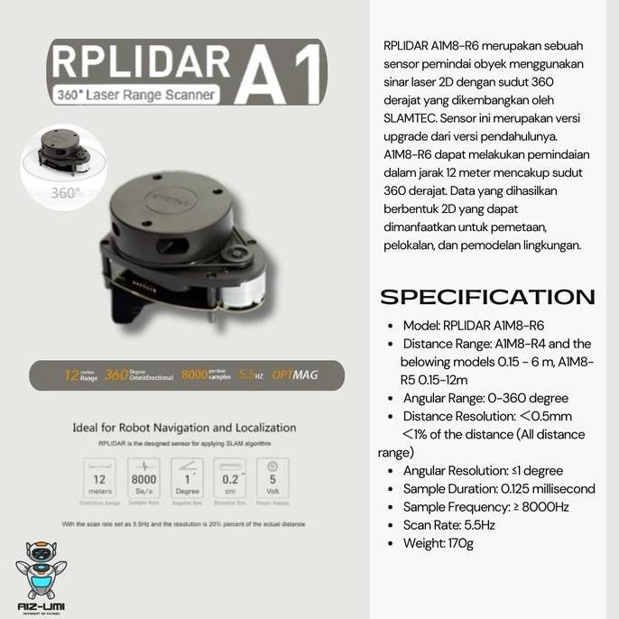 Jual Rplidar A1M8 - 360 Degree Lidar Laser Scanner Development Kit New Stok | Shopee Indonesia