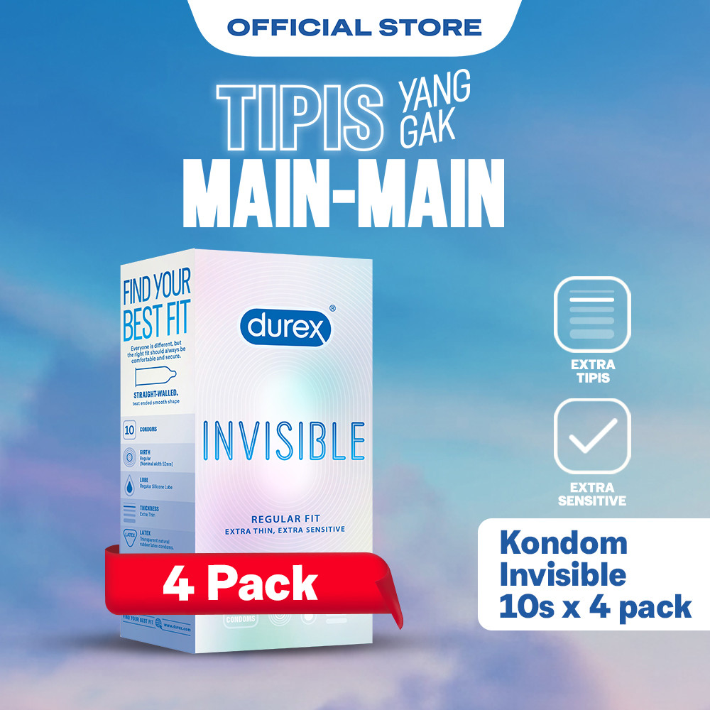 Jual Durex Invisible Kondom Super Tipis Kondom Aman Pria 10s (4 pcs ...